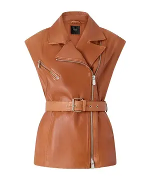 Pinko Belted Biker-style Leather Vest
