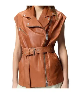 Pinko Belted Biker-style Leather Vest