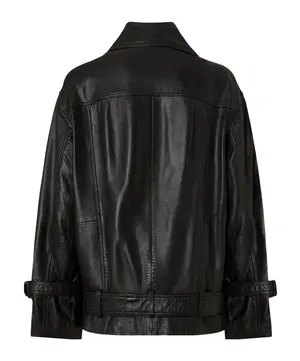 Pinko Belted Leather Biker Jacket