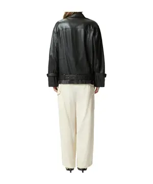 Pinko Belted Leather Biker Jacket