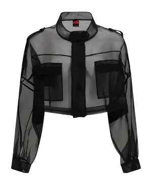 Pinko Cropped Organza Pea Coat
