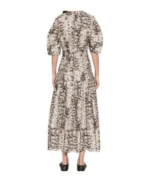 Pinko Cutout Animal-printed Pleated Midi Dress