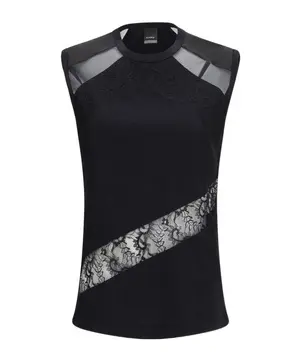 Pinko Molly Lace Detailed Sleeveless Top - Black