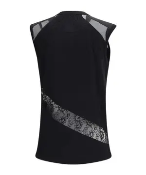 Pinko Molly Sleeveless Top With Lace And Tulle Inserts - Black