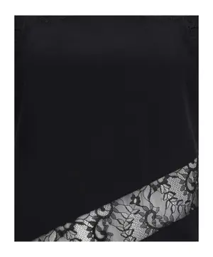 Pinko Molly Sleeveless Top With Lace And Tulle Inserts - Black