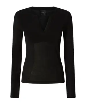 Pinko Bustier-detail V-neck Sweater - Black