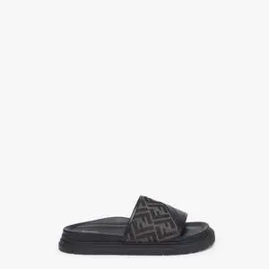 Fendi S Mixed Leather Slide Sandals - Neronergri