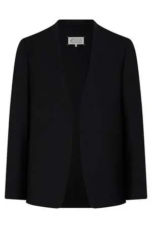 MAISON MARGIELA Open Virgin Wool Jacket With Minimalist Open Collar - Black
