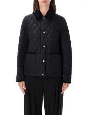 Burberry Quilted Nylon Jacket With Corduroy Collar And Check Lining