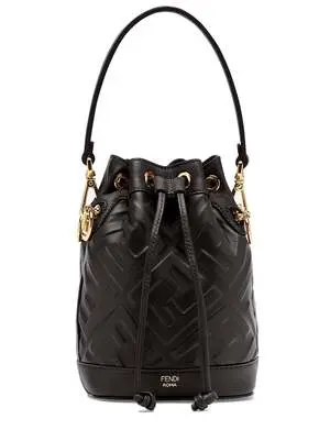 Fendi Mini Leather Bucket Bag With Ff Embossed Motif