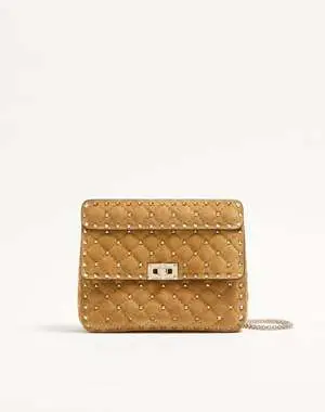 Valentino Garavani Rockstud Quilted Shoulder Handbag - Havanabeig
