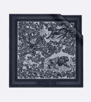 Dior Dior Lace Toile Square Scarf 70x70cm Navy Blue