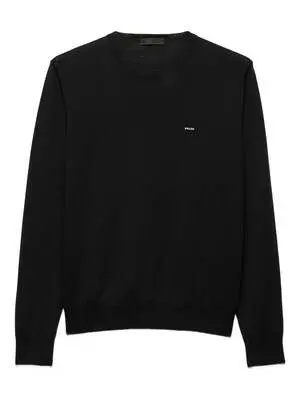 Prada Black Crew Neck Fine Knit Pullover - Nero
