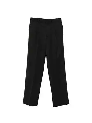 LARDINI Virgin Wool Trousers With Viscose Trim - Black