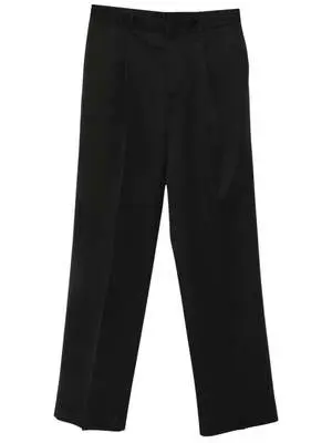 LARDINI Virgin Wool Trousers With Viscose Trim - Black