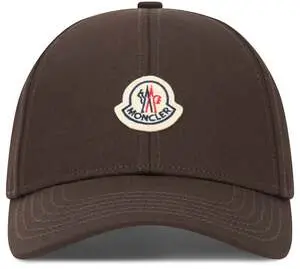 Moncler Monogram Logo Cotton Baseball Cap - Brown