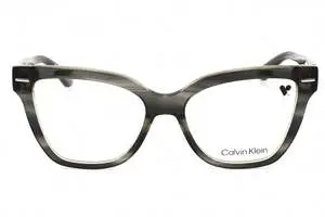Calvin Klein Cat Eye Acetate Eyeglasses - Striped Grey