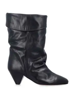 Isabel Marant Étoile Dalby Western-inspired Calfskin Boots - Nero