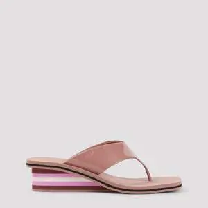 Chloé Striped Wedge Flip-flop Sandals - Woodrose
