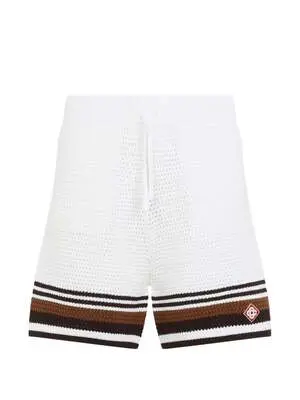 Casablanca Casual Cotton Striped Bermuda Shorts - Whitebrown