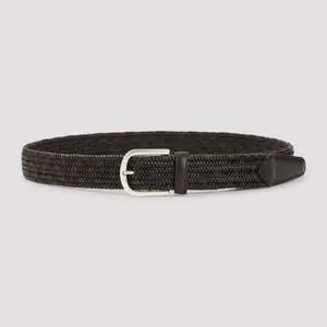 Canali Woven Leather Belt - Brown