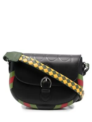 Gucci GUCCI Embossed Shoulder Handbag With Striped Detailing Black/mult