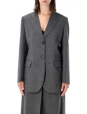 Prada Single-breasted Virgin Wool Blazer - Slate Gray