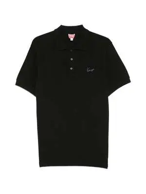 Kenzo Slim Polo Shirt With Signature Details - Black