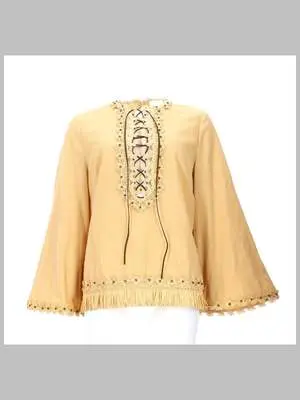 Zimmermann Zimmermann Cotton Blouse With Fringe Detail Beige