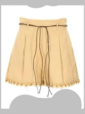 Zimmermann 100% Cotton Mini Shorts - Beige