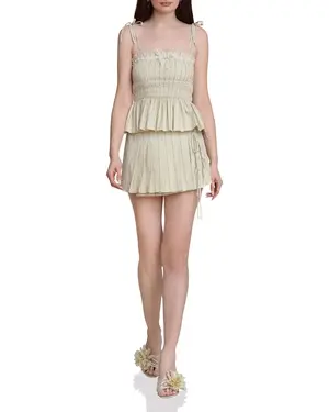 Avec Les Filles Gingham Pleated Wrap Skort
