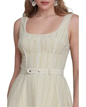 Avec Les Filles Striped Bustier Midi Dress