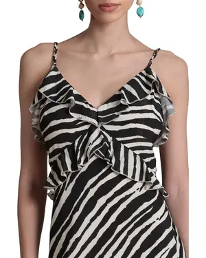 Avec Les Filles Braided Strap Ruffle Maxi Dress