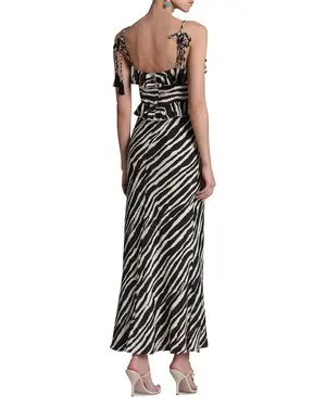 Avec Les Filles Braided Strap Ruffle Maxi Dress