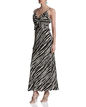 Avec Les Filles Braided Strap Ruffle Maxi Dress