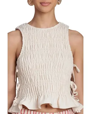 Avec Les Filles Side Tie Ruffle Hem Top