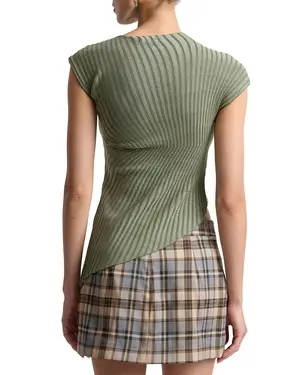 Avec Les Filles Asymmetric Ribbed Top