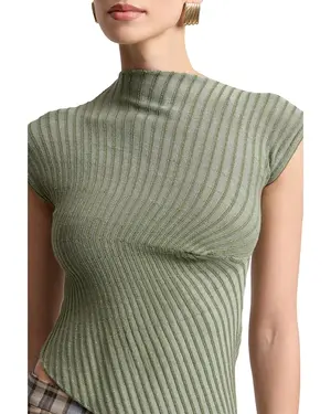 Avec Les Filles Asymmetric Ribbed Top