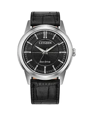 Citizen Eco-drive Leather Strap Watch - Black