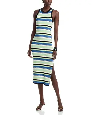 TOCCIN Piper Tie Waist Midi Dress - Ocean/keylime Multi