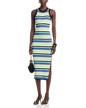 TOCCIN Piper Tie Waist Midi Dress - Ocean/keylime Multi