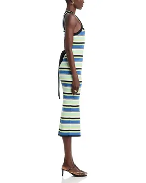 TOCCIN Piper Tie Waist Midi Dress - Ocean/keylime Multi