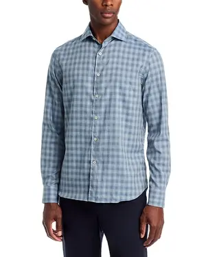 Canali Soft Plaid Sportshirt - Light Blue