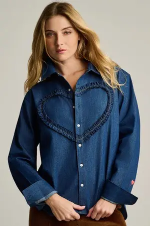 Lisa Todd Ruffled Up Button-up Shirt - Denim