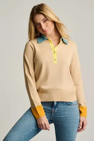 Lisa Todd Cotton-cashmere Contrast Trim Polo - Sable