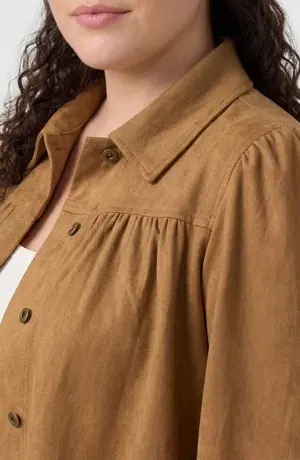 LIVERPOOL Cropped Puff Sleeve Laser Cutout Jacket