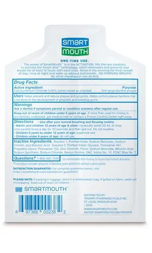 SMARTMOUTH Clinical Zinc Activated Portable Single Pack Mouthwash 50 Count