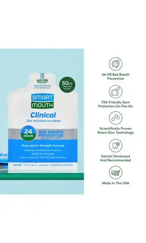 SMARTMOUTH Clinical Zinc Activated Portable Single Pack Mouthwash 50 Count