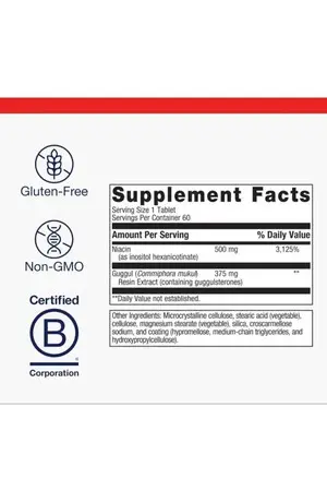 METAGENICS Lipotain Non-flush Niacin Guggul Supplement 60 Tablets