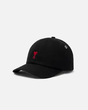 AMI Paris Cotton Baseball Cap - Black